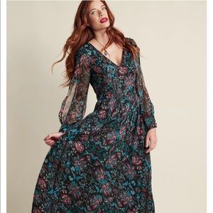 Modcloth | Dresses | Mod Cloth Maxi Dress With Gold Accents | Poshmark